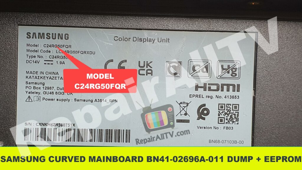 SAMSUNG C24RG50FQR BN41-02696A-011 DUMP + EEPROM