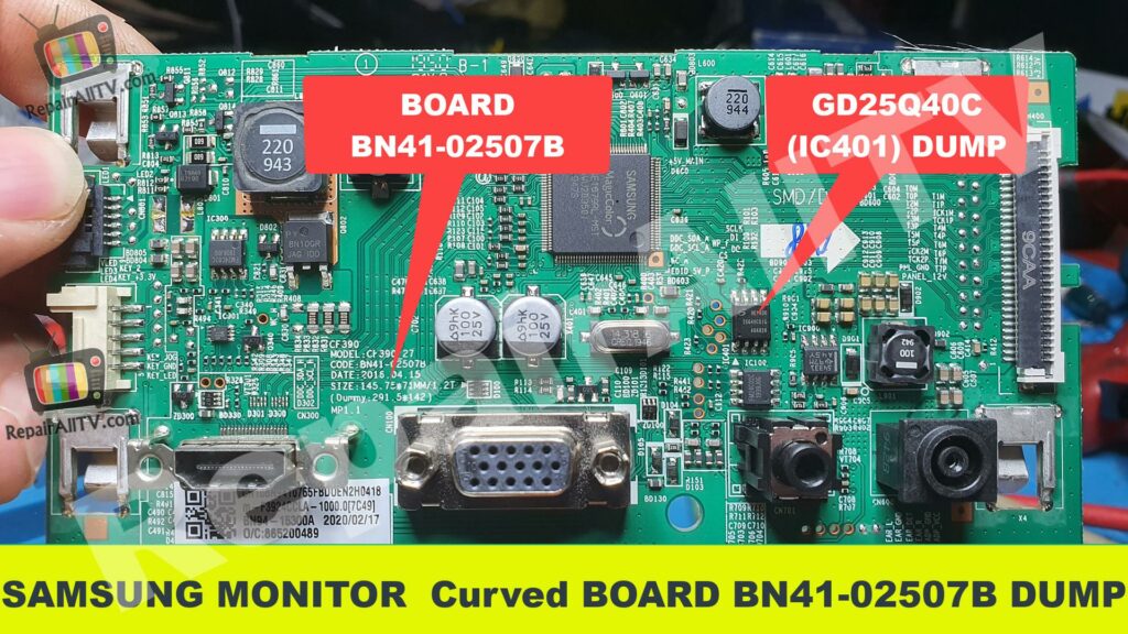 SAMSUNG C24F396FHU BN41-02507B 25Q40C DUMP MONITOR CURVED